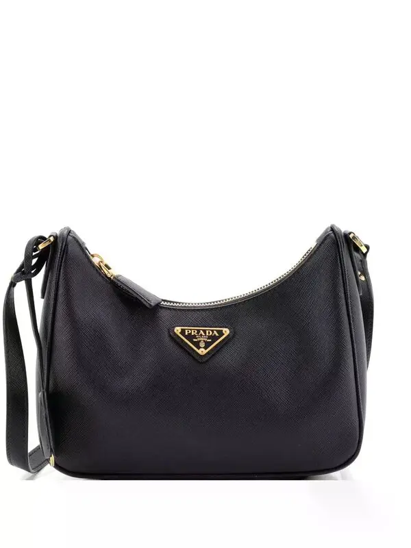 Prada Re-edition Hobo Saffiano Leather Mini Shoulder Bag - Black