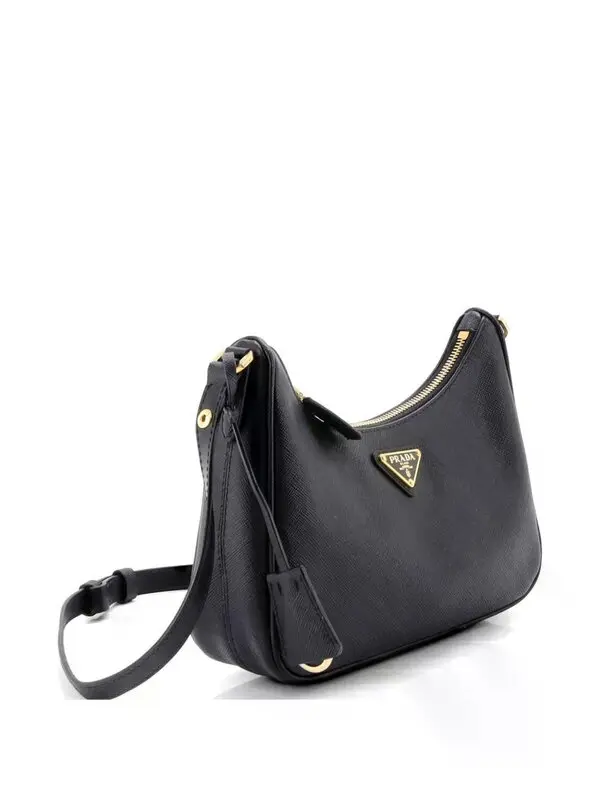 Prada Re-edition Hobo Saffiano Leather Mini Shoulder Bag - Black