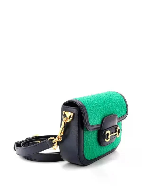 Gucci Horsebit 1955 Wool Mini Shoulder Bag - Green