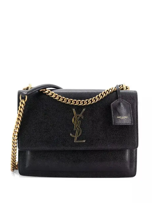 Saint Laurent Sunset Leather Medium Crossbody Bag - Black