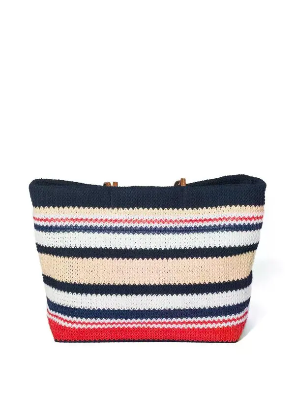 Miu Miu Raffia-effect Woven Tote Bag With Embroidered Logo - Blue