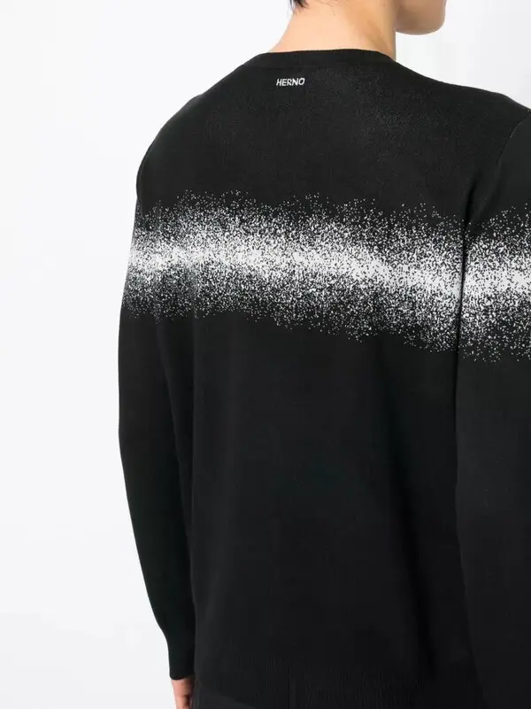 Herno Spray-paint Effect Knit Sweatshirt - Black