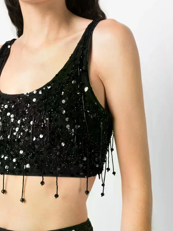 Simkhai Paillette-embellished Cropped Tank Top