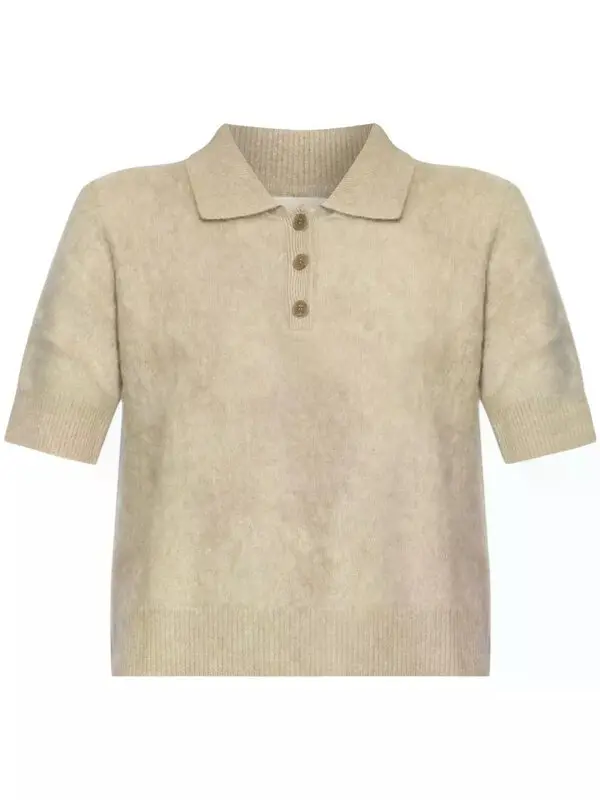 LISA YANG Carolyn Buttoned Collared Polo Top
