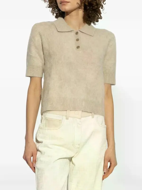 LISA YANG Carolyn Buttoned Collared Polo Top