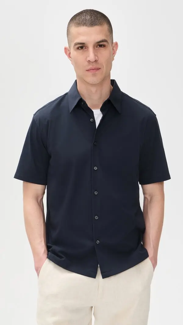 Theory Structure Knit Irving Short Sleeve Shirt