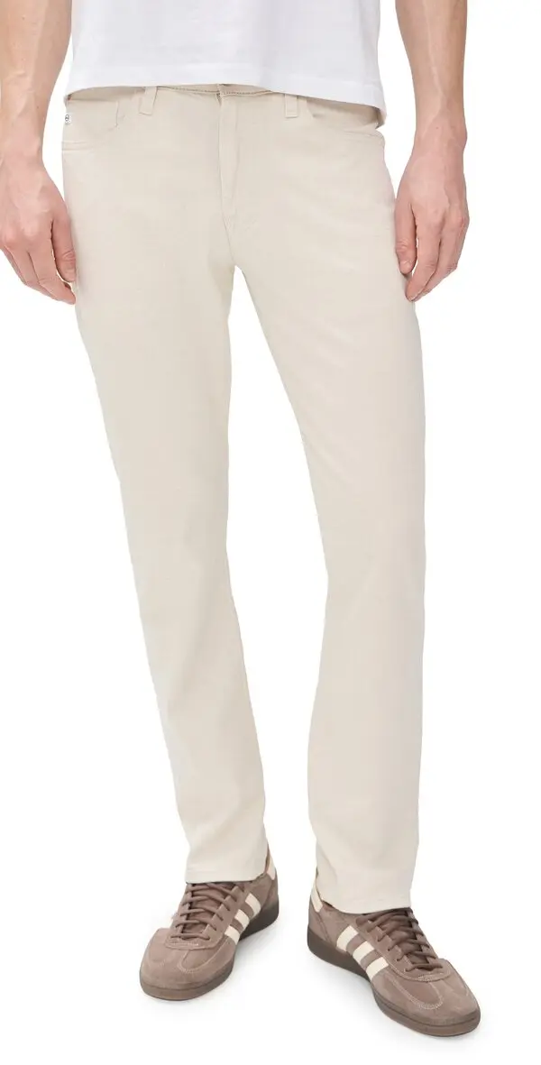 Ag Everett Slim Straight Linen-blend Pants - Natural