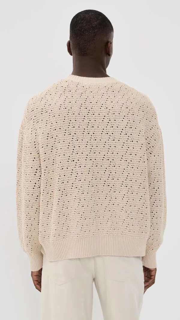 FRAME Long Sleeve Crochet Sweater