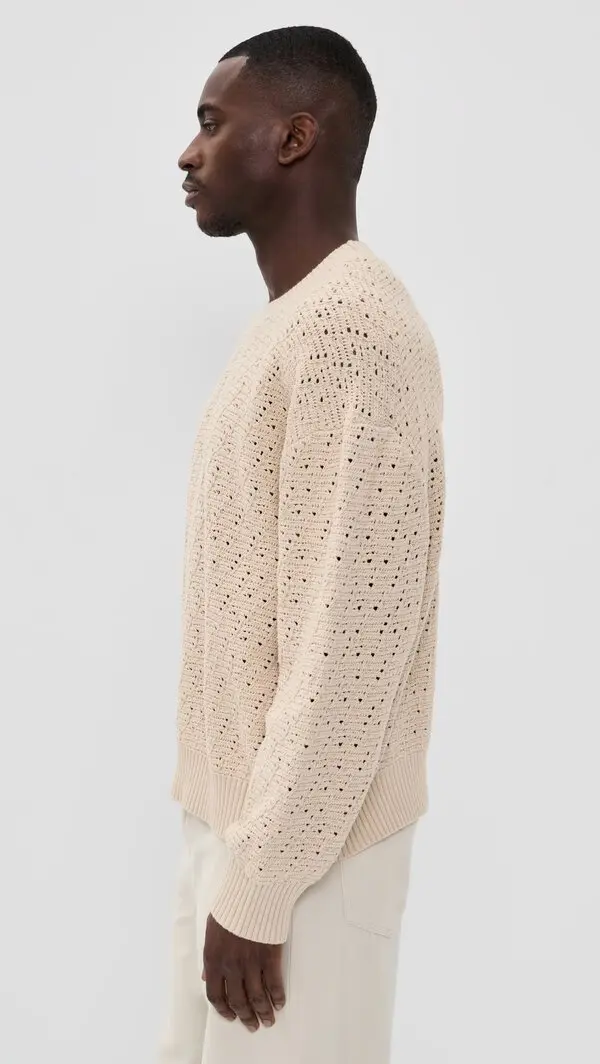 FRAME Long Sleeve Crochet Sweater