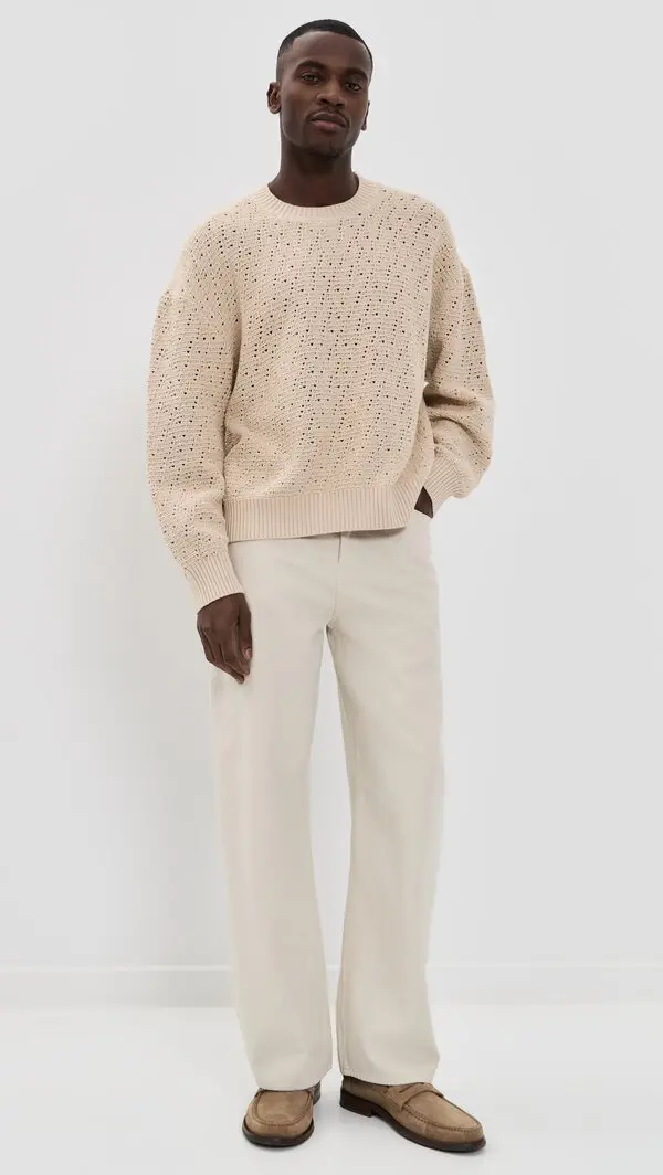 FRAME Long Sleeve Crochet Sweater