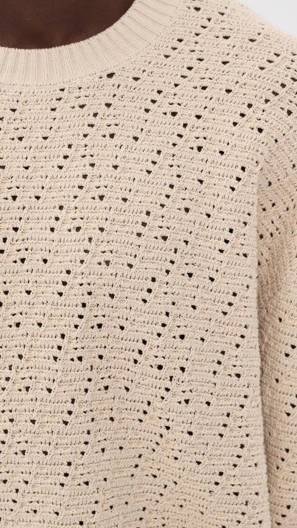 FRAME Long Sleeve Crochet Sweater