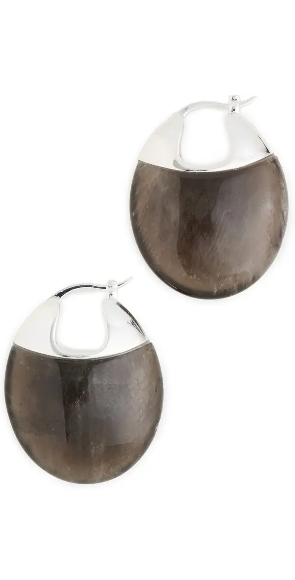 Lié Studio The Erin Hoop Earrings - Smokey Quartz