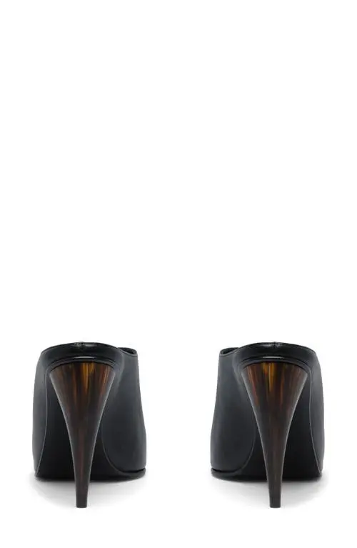 Alexander McQueen Horn-shaped Heel Peep-toe Mules - Black