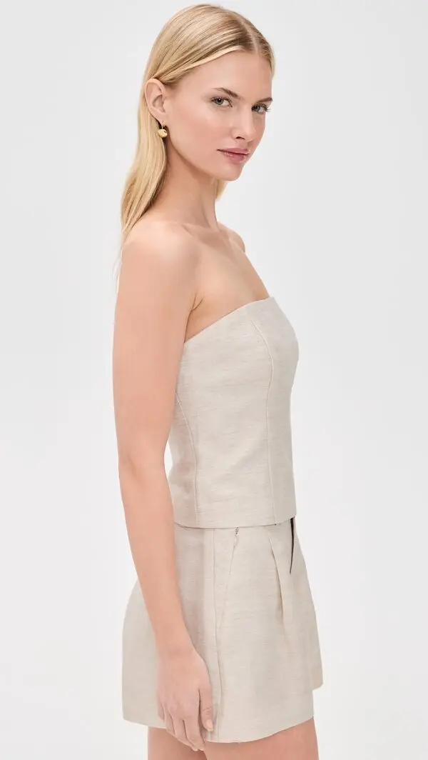 Good American Linen Blend Strapless Top