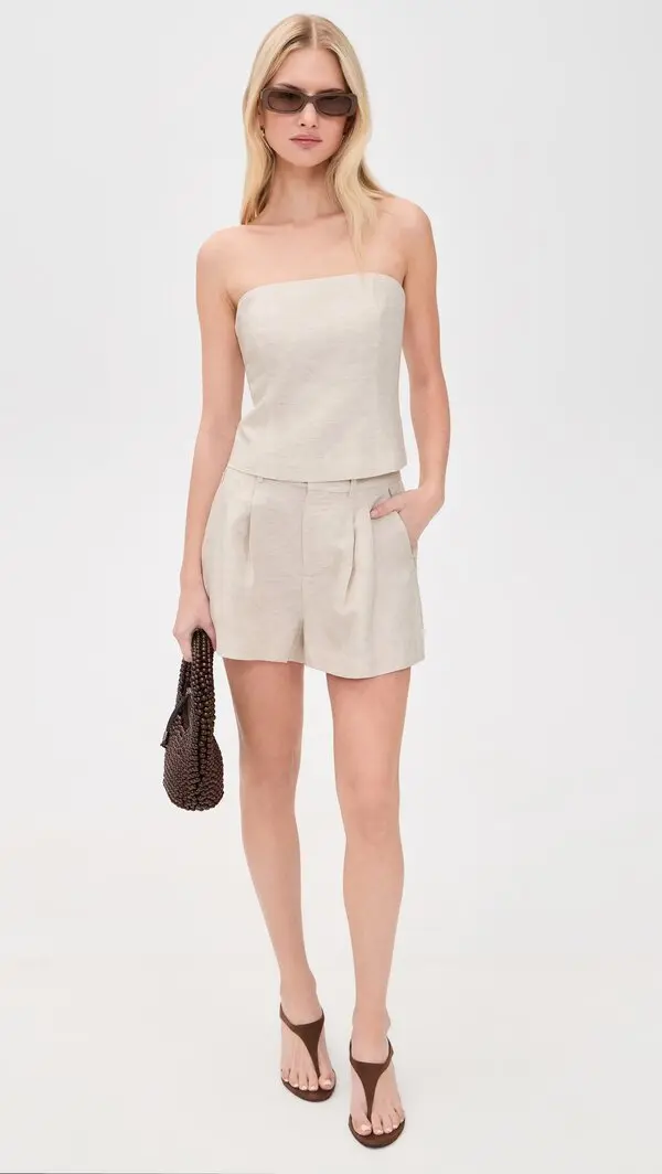 Good American Linen Blend Strapless Top