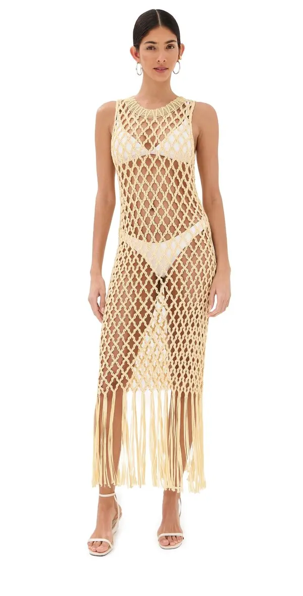Simkhai Jensen Macrame Midi Dress - Buttercream