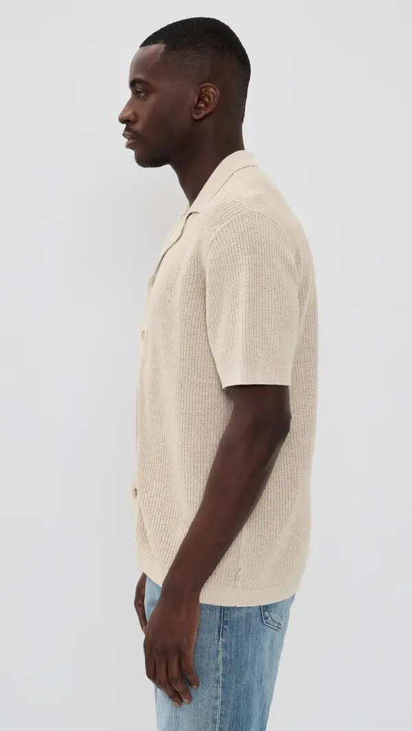 Onia Silk Linen Camp Shirt - Melange Taupe