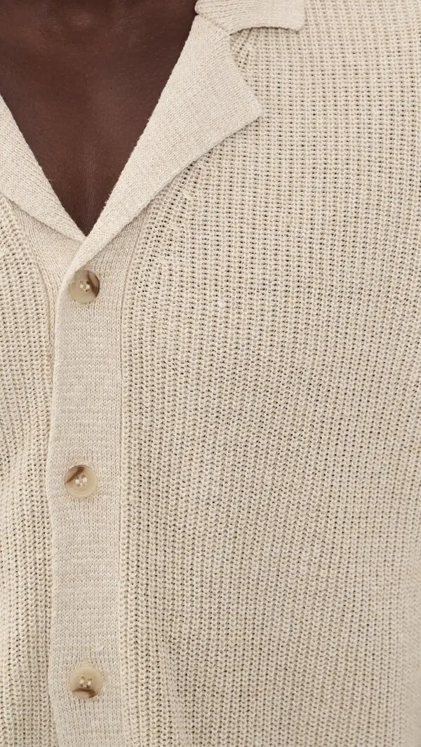 Onia Silk Linen Camp Shirt - Melange Taupe