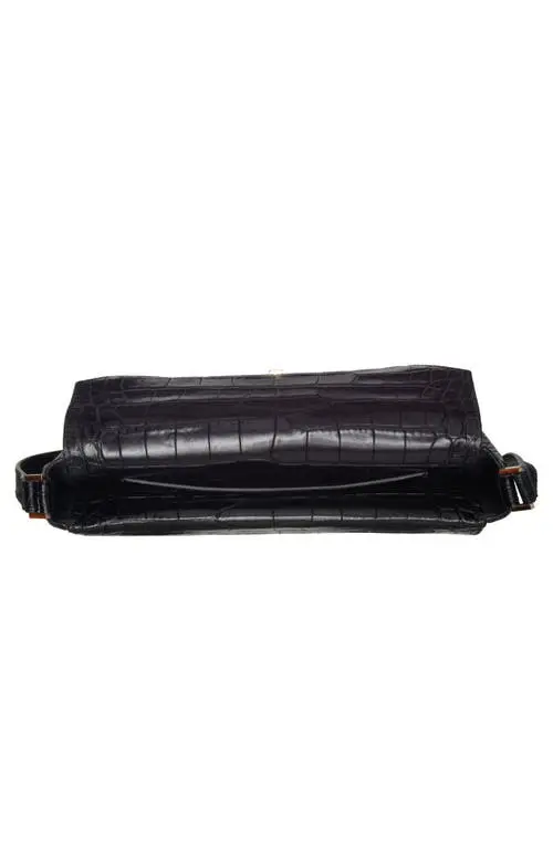 TOM FORD Small Aube Croc-embossed Leather Shoulder Bag - Black