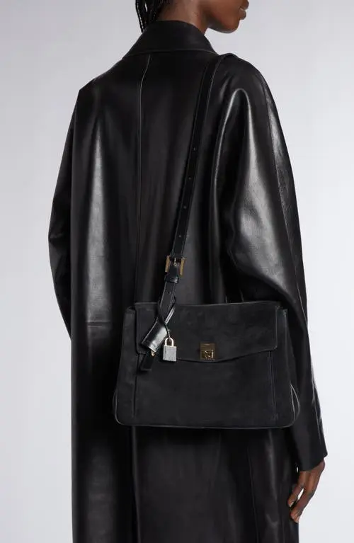 TOM FORD Medium Suede Besace Shoulder Bag - Black