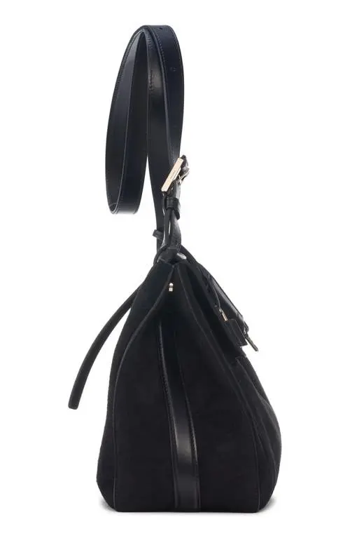 TOM FORD Medium Suede Besace Shoulder Bag - Black