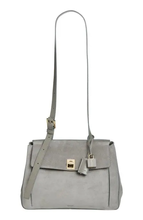 TOM FORD Medium Suede Besace Shoulder Bag - Cloudburst