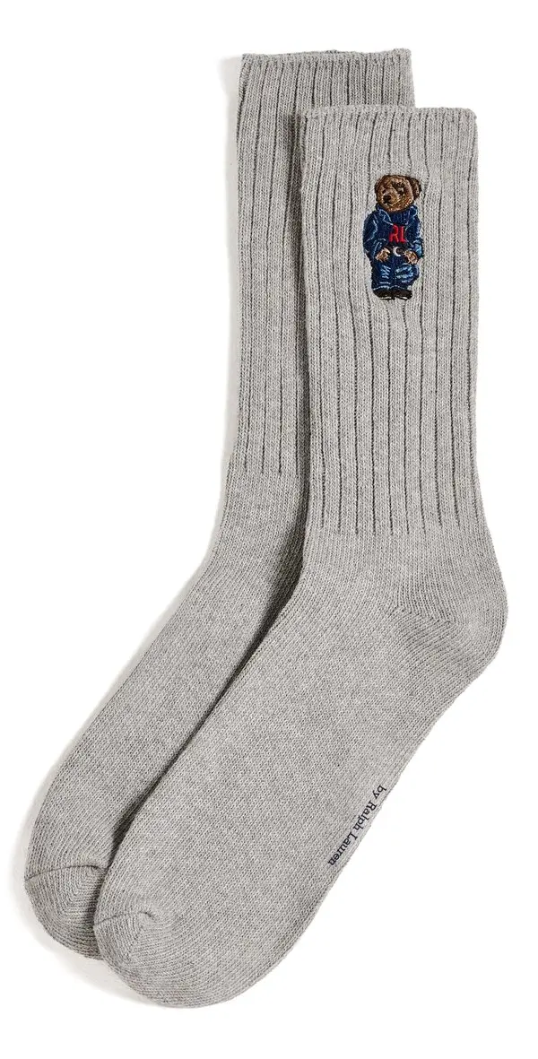 Polo Ralph Lauren Polo Bear Ribbed Crew Socks - Heather Grey