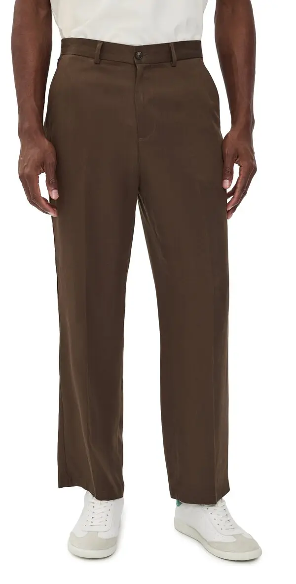 MALBON Straight Leg Twill Pants - Brown