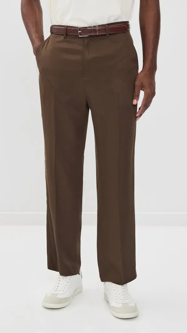 MALBON Straight Leg Twill Pants - Brown