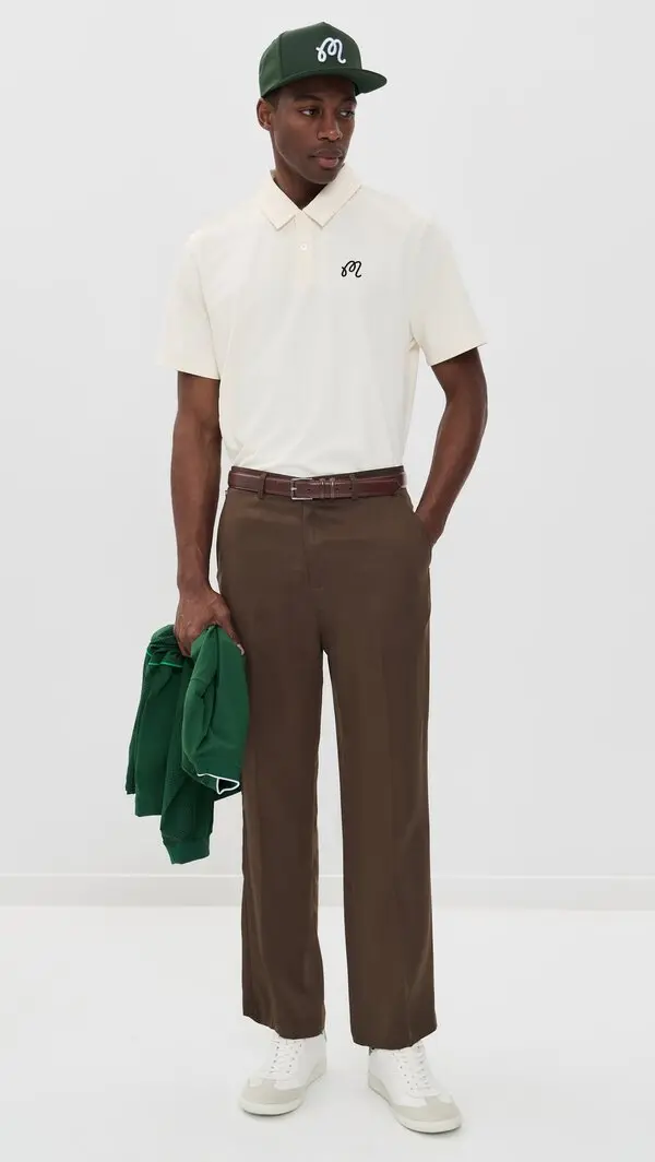MALBON Straight Leg Twill Pants - Brown