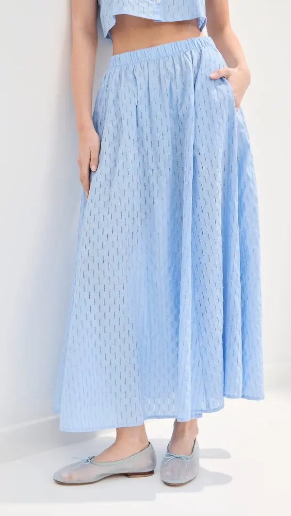 LE BOP Martha Eyelet Skirt - Blue