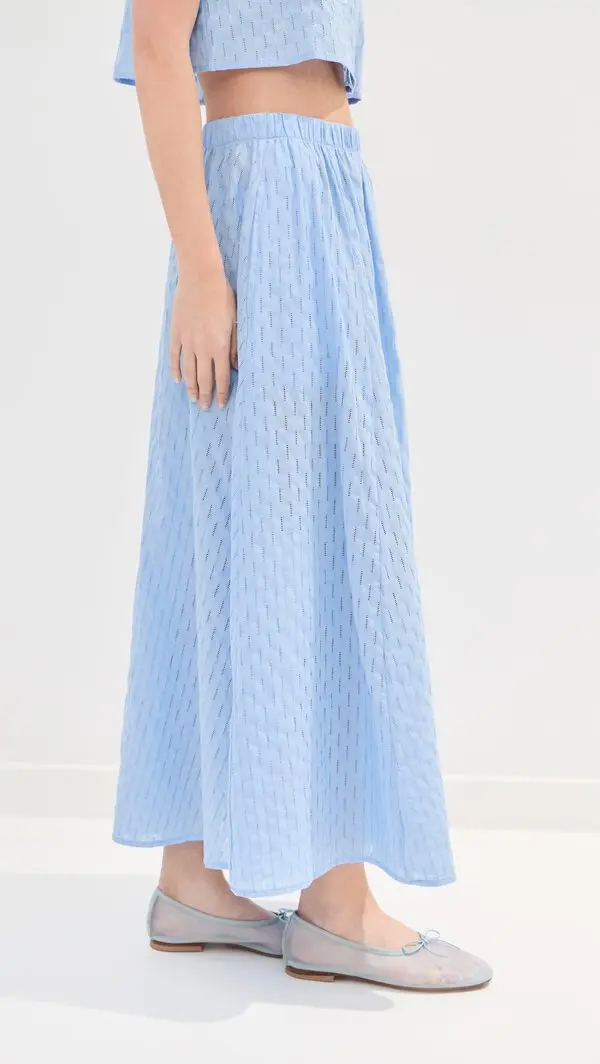LE BOP Martha Eyelet Skirt - Blue