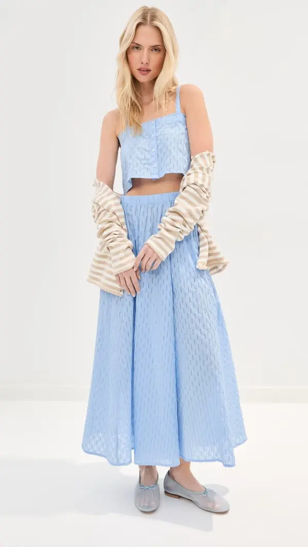 LE BOP Martha Eyelet Skirt - Blue