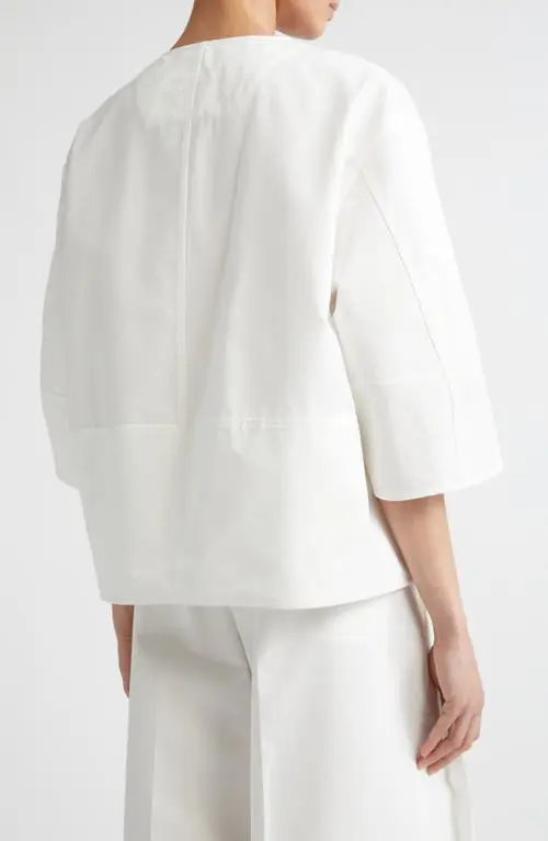 JIL SANDER Darted Sleeve Cotton & Silk Poplin Zip Jacket