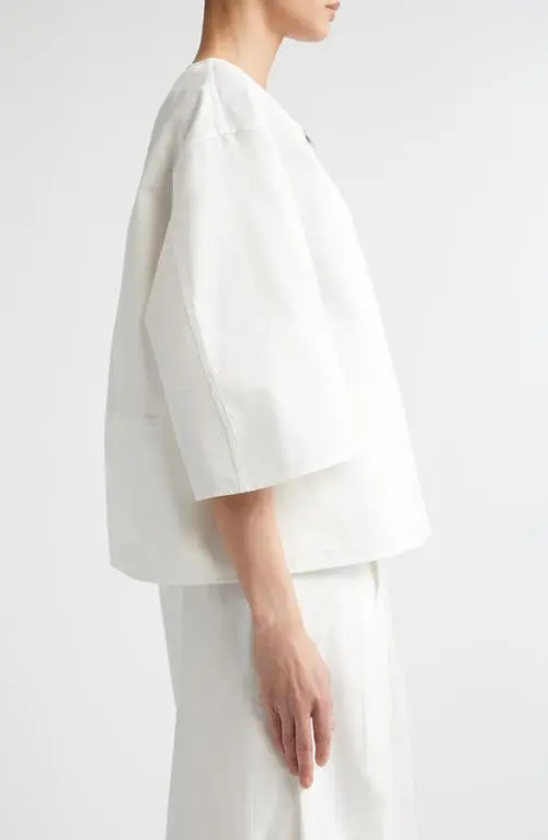 JIL SANDER Darted Sleeve Cotton & Silk Poplin Zip Jacket