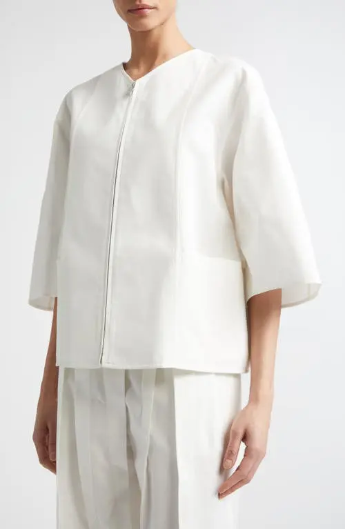 JIL SANDER Darted Sleeve Cotton & Silk Poplin Zip Jacket