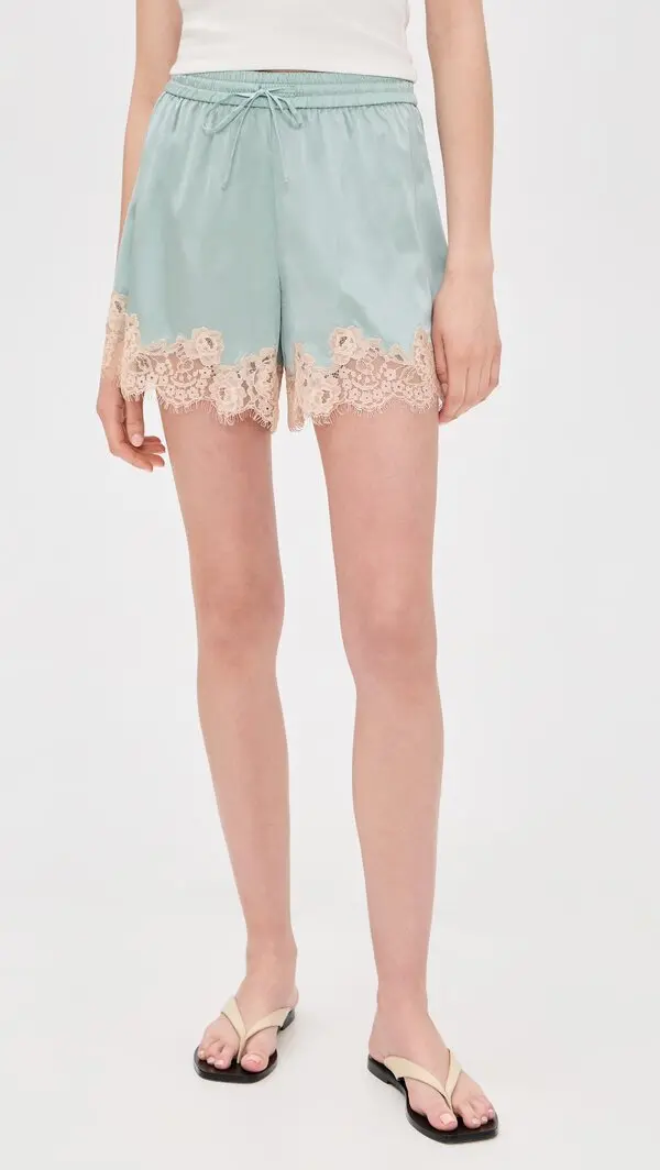 FLEUR DU MAL Juliet Lace Shorts - Frosted Mint