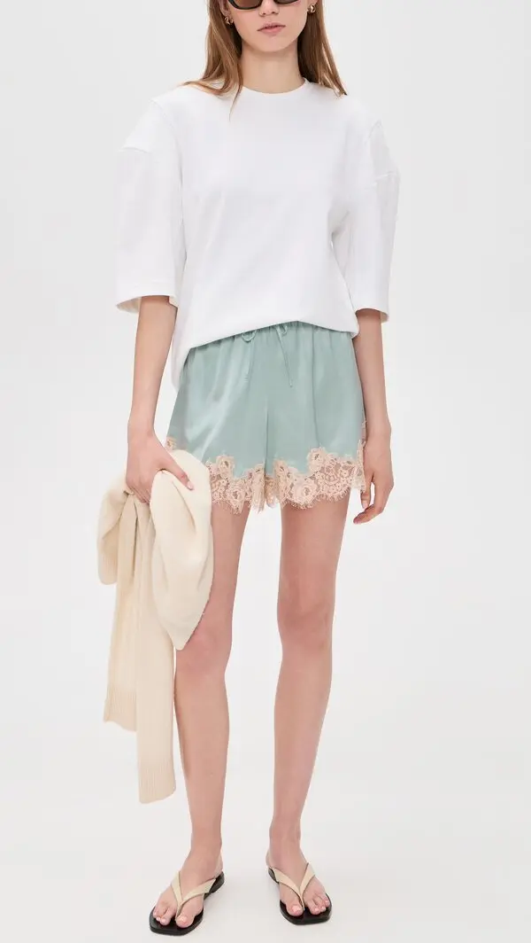 FLEUR DU MAL Juliet Lace Shorts - Frosted Mint