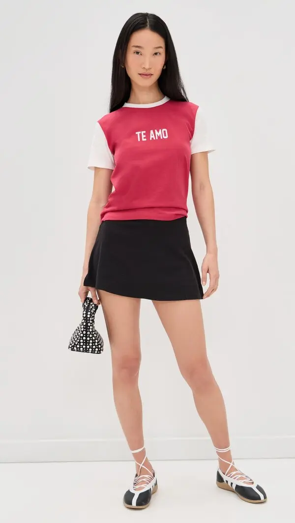 LISA SAYS GAH Ribbed Stretch Jersey Skort - Black