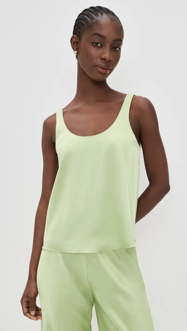 LA LIGNE Satin Scoop Neck Tank - Celadon