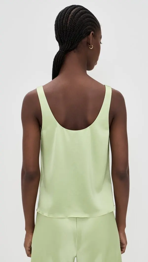 LA LIGNE Satin Scoop Neck Tank - Celadon