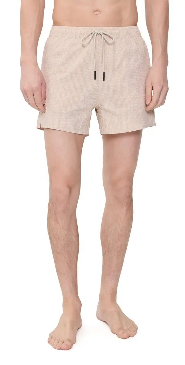 Oas Calo Check Seersucker Swim Shorts - Beige