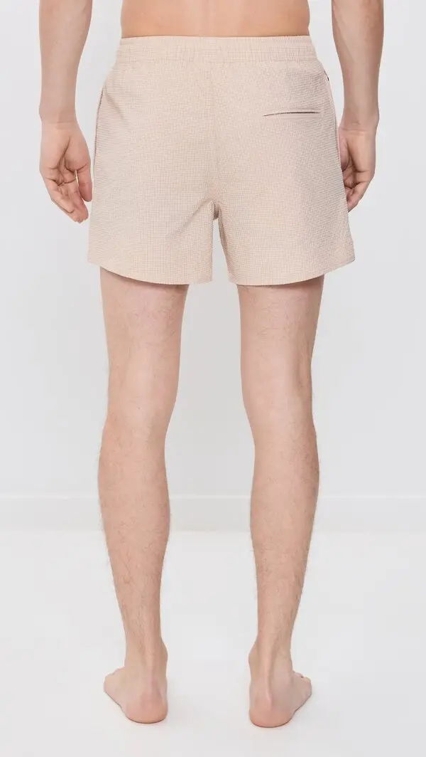 Oas Calo Check Seersucker Swim Shorts - Beige