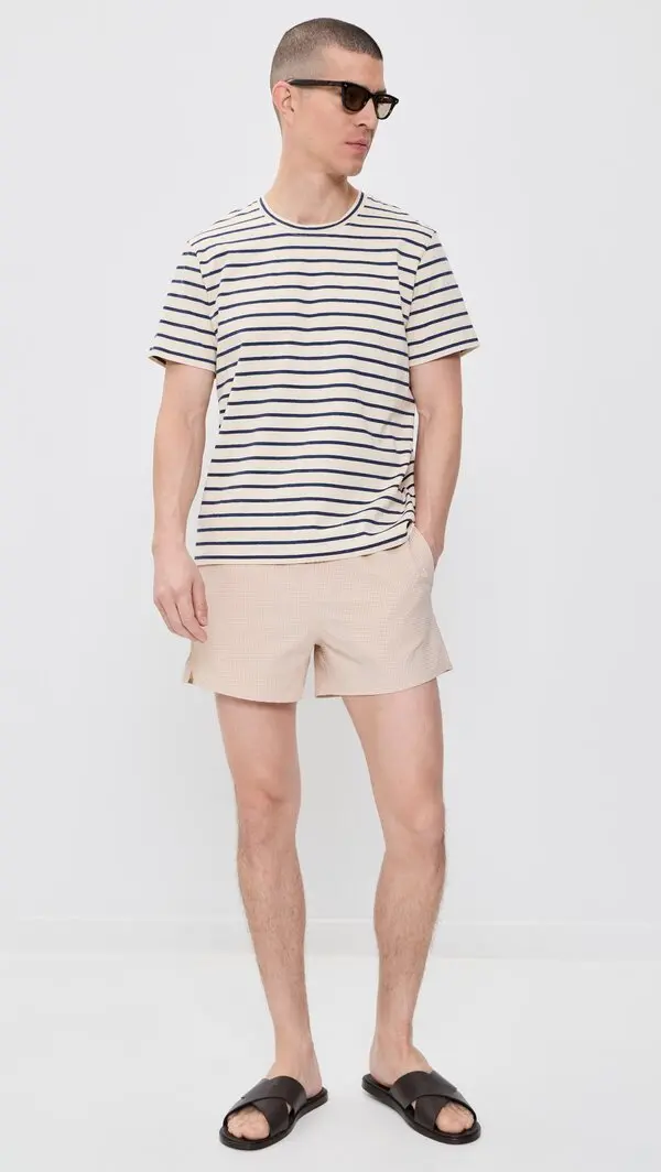 Oas Calo Check Seersucker Swim Shorts - Beige