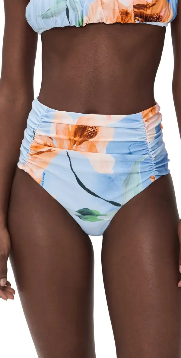 Minkpink Sunspell Ruched Bikini Bottom - Watercolor Floral