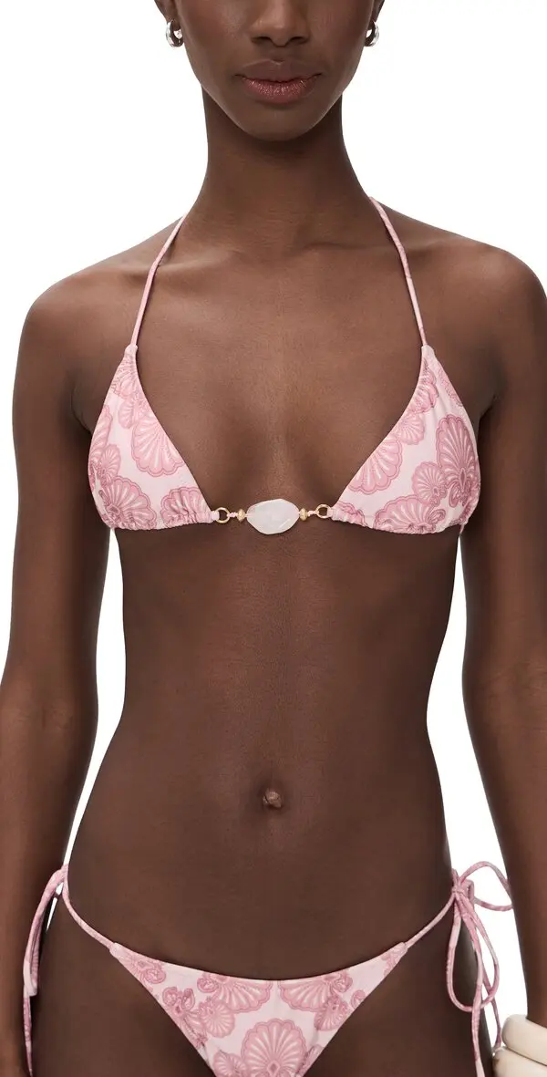 SHANI SHEMER Elysia Bikini Top - Pink Shell Print