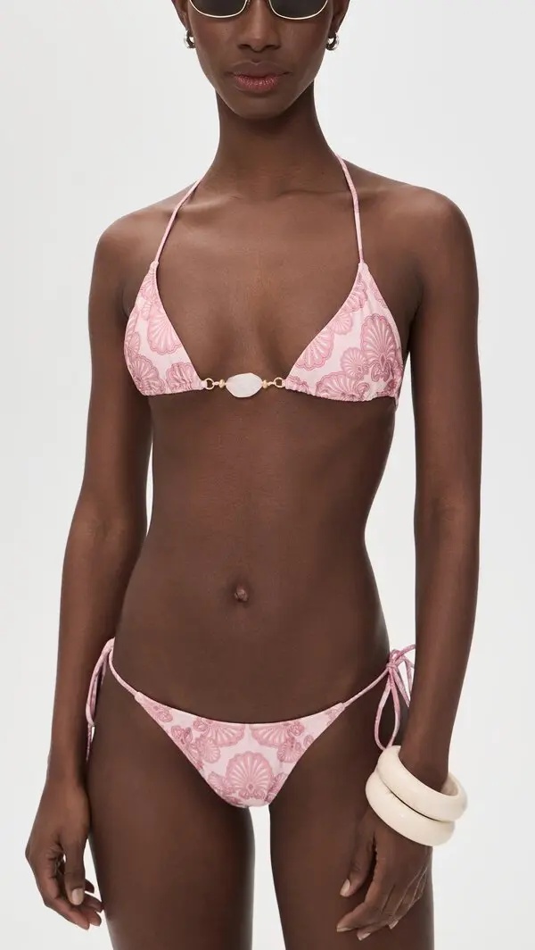 SHANI SHEMER Elysia Bikini Top - Pink Shell Print