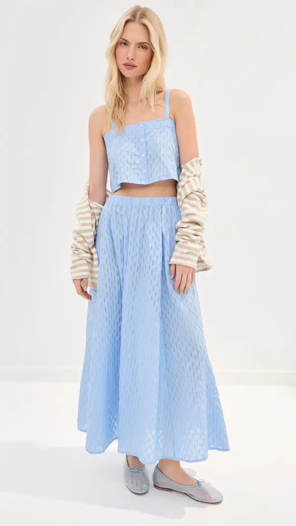 LE BOP Martha Eyelet Top - Blue