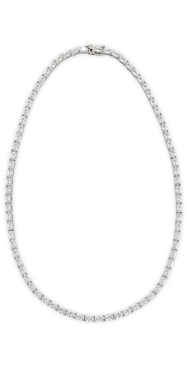 Shashi Oval Tennis Necklace - Silver