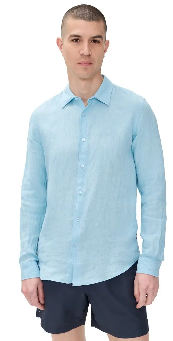 Orlebar Brown Giles Stitched Linen Shirt - Riviera